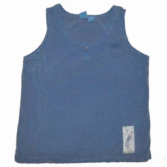WEK | Tops | Wek Blue Ribbed Golf Patch Tank Top Xl | Poshmark